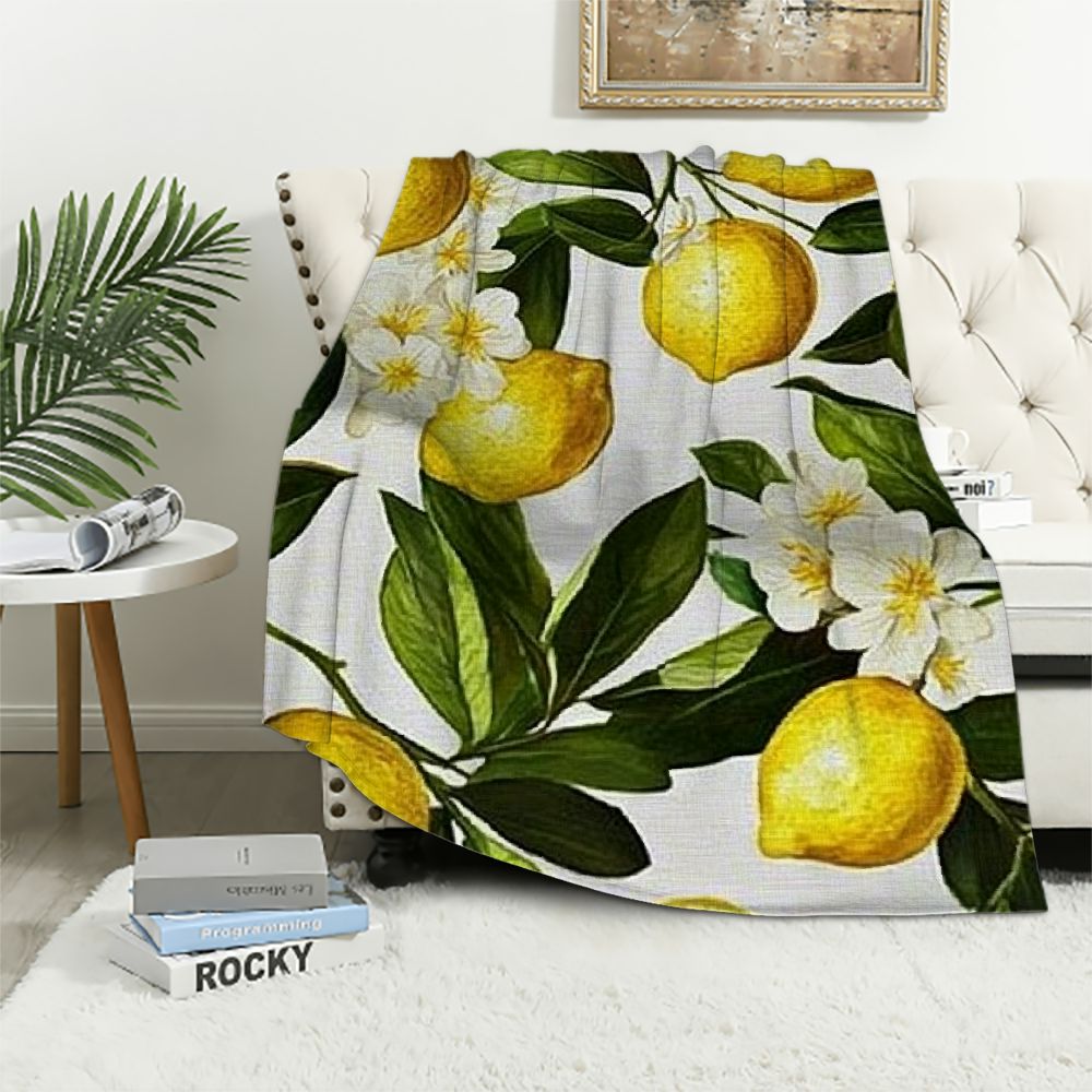 BCIIG Lemon Fruit Floral Blanket Gifts - Leaves Country Spring Summer ...
