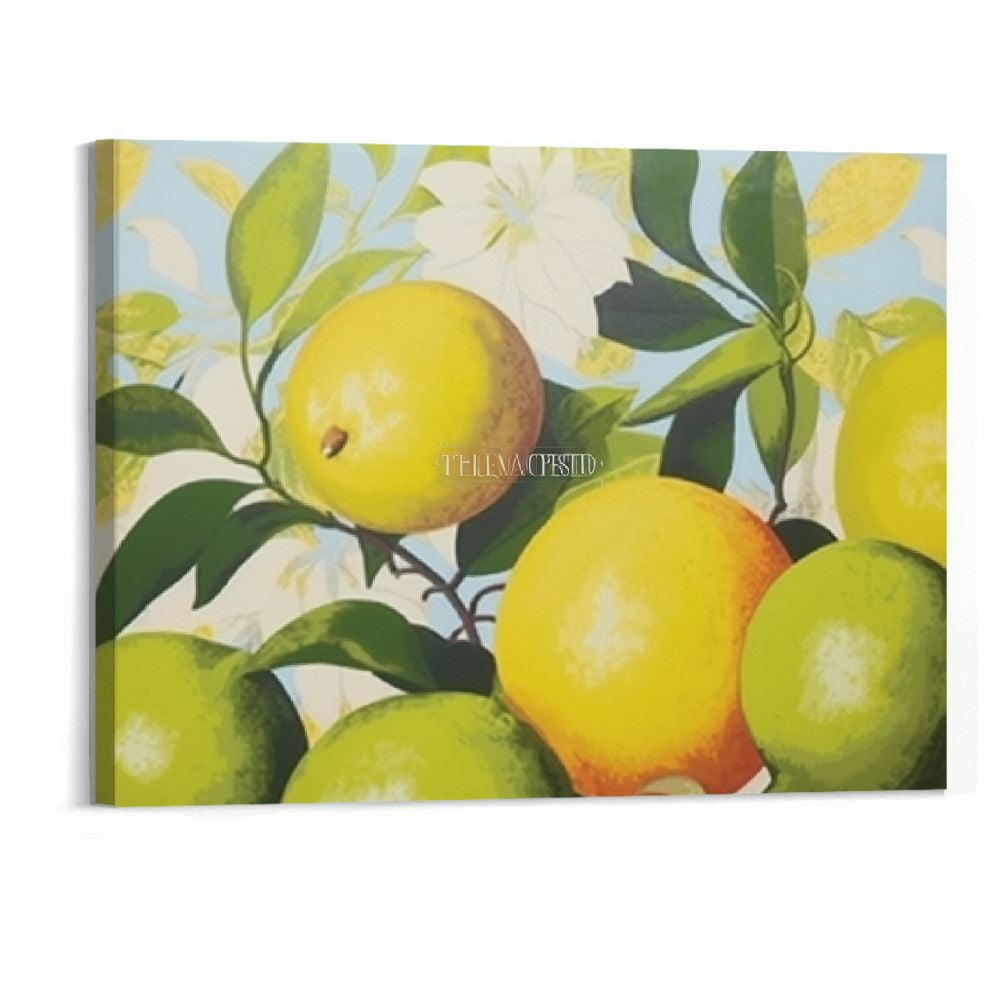 BCIIG Lemon Painting Green Canvas Wall Art Lemon Pattern Painting ...