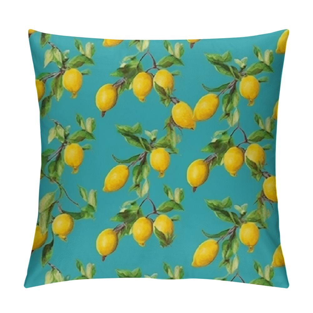 BCIIG Lemons Blue Green Graphic Decorative Throw Pillow Cover Short ...