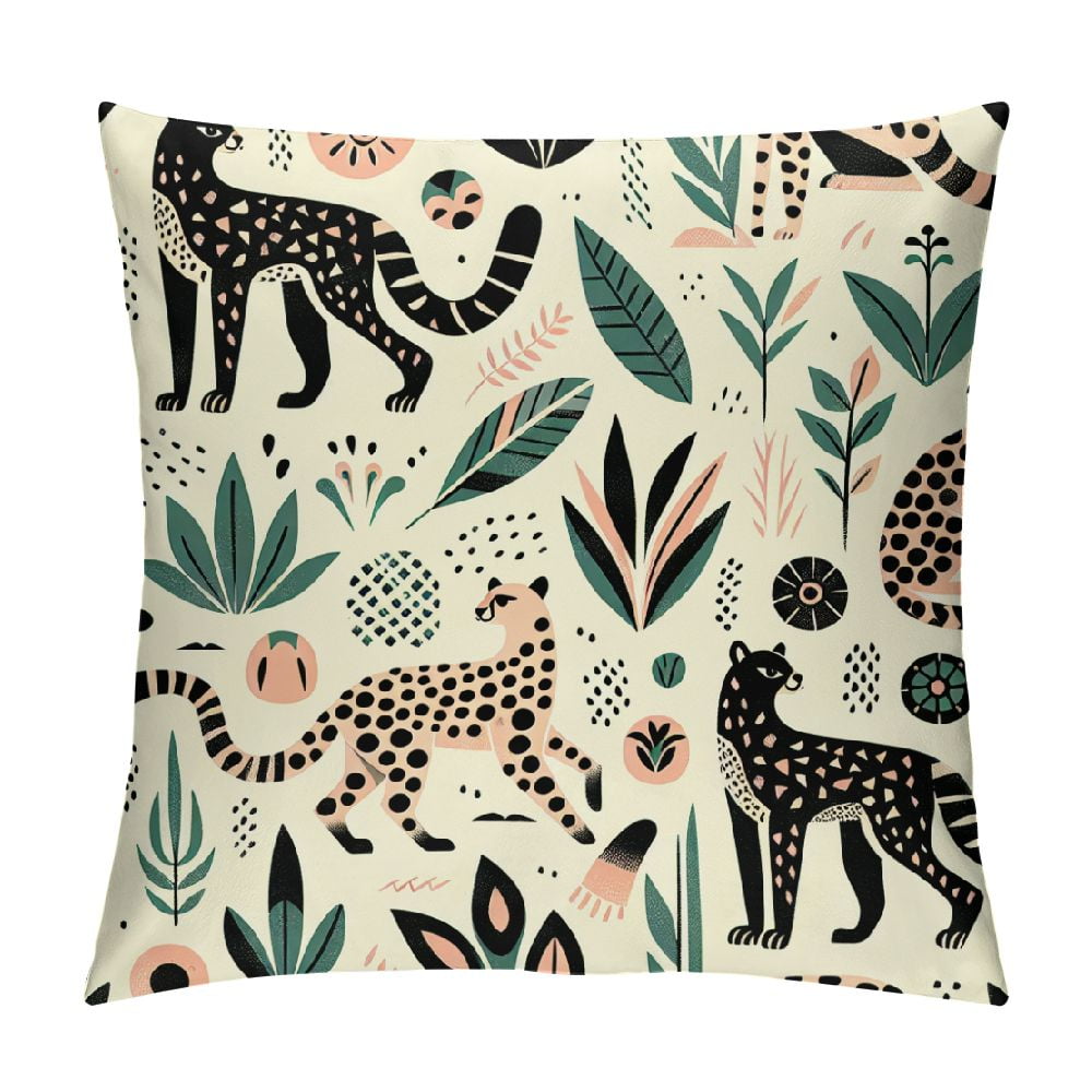 BCIIG Leopard Pillow Covers, Cheetah Decorative, Jungle Tropical Leaves ...