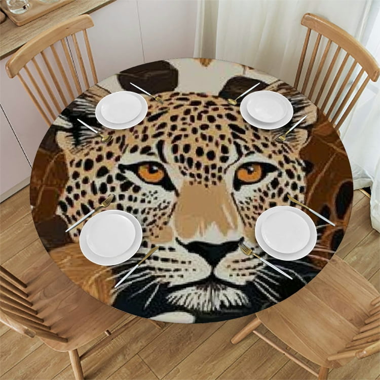 BCIIG Leopard Print Leaves Spots Waterproof Resistant Fabric Round ...