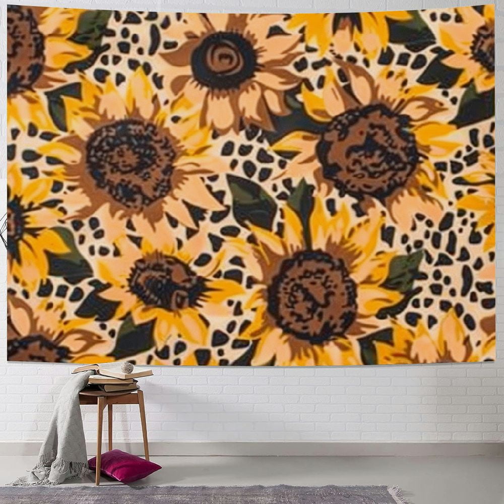 BCIIG Leopard Print Sunflowers Tapestry Wall Hanging Unique Style ...