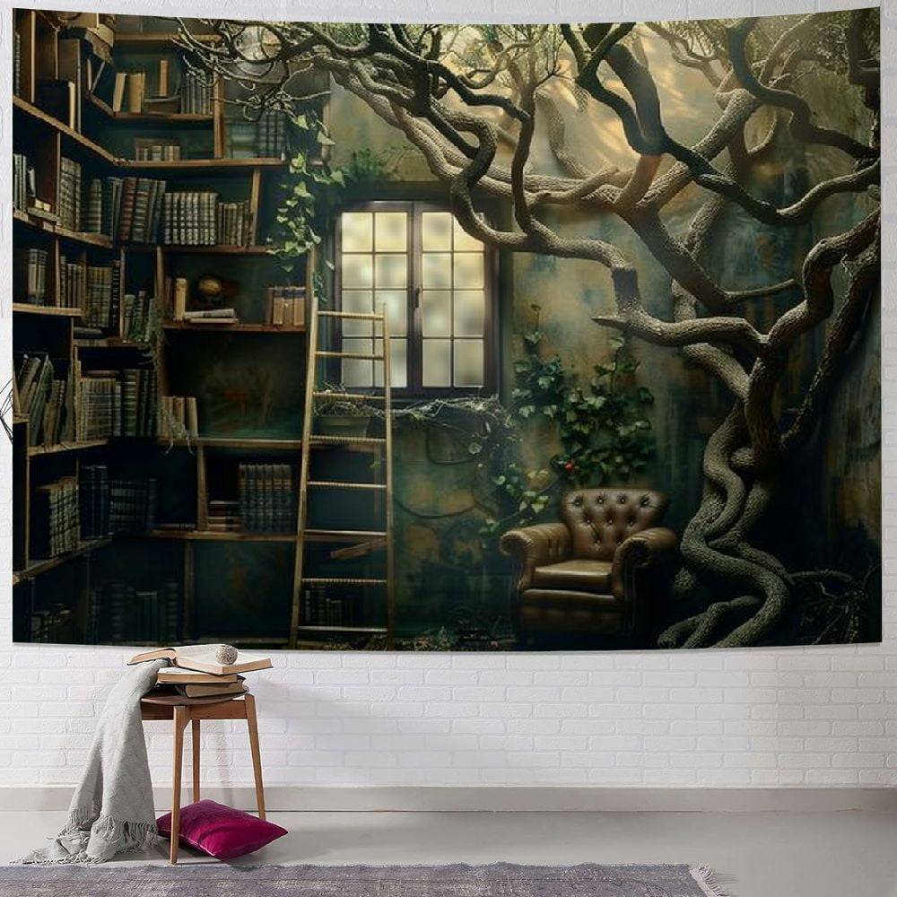 BCIIG Library Tapestry Misty Witchy Fantasy Forest Wall Tapestry Large ...