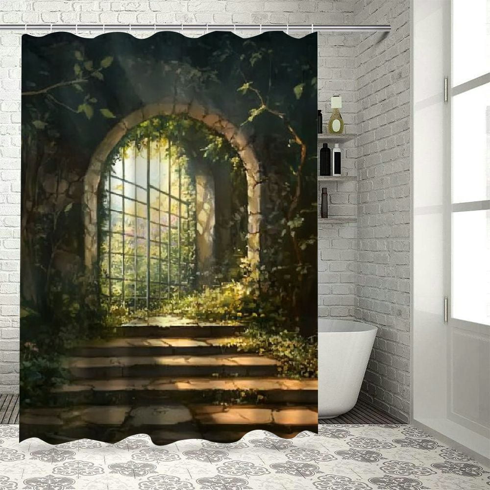 BCIIG Light Bathroom Shower Curtain Set with Hooks, Premium Polyester ...