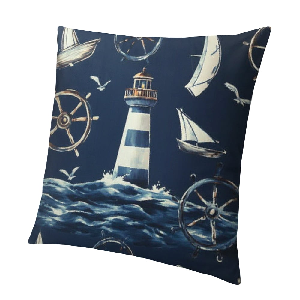 BCIIG Lighthouse Ocean Square Short Plush Home Furnishing Pillowcase ...