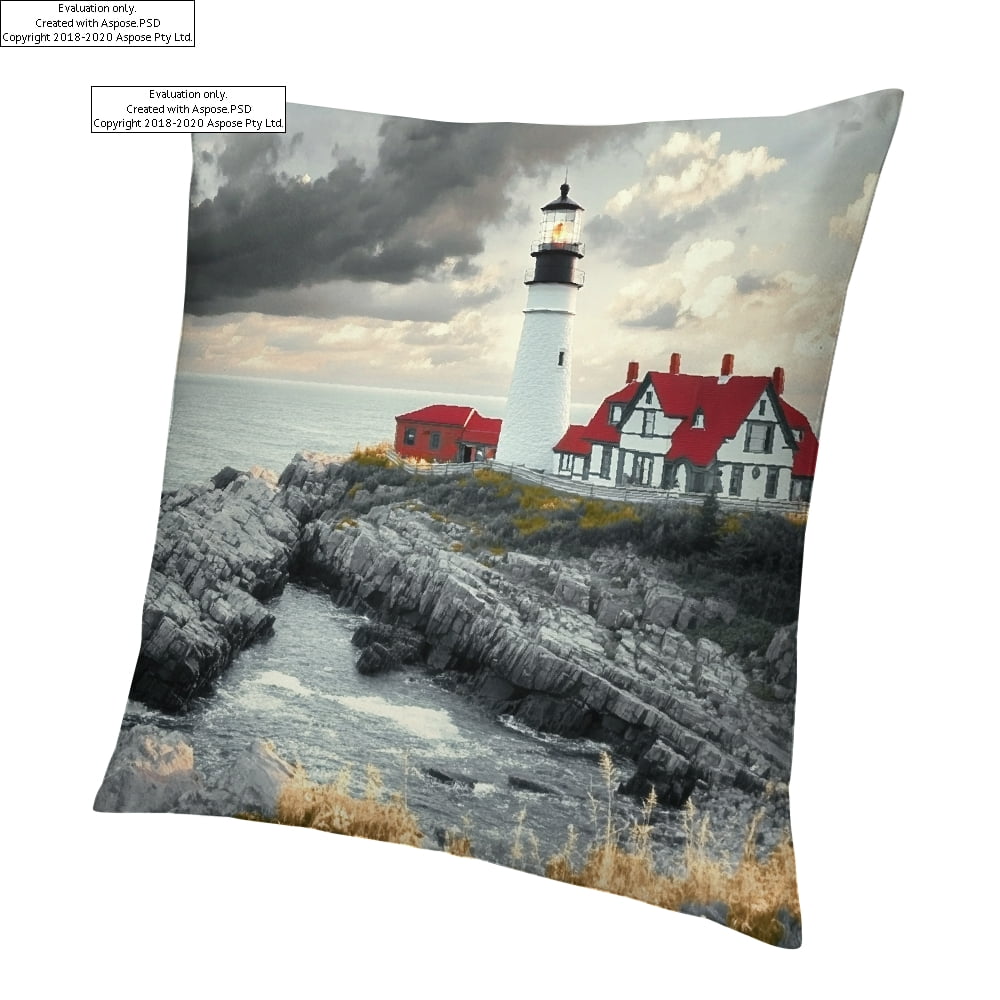 BCIIG Lighthouse Rocky Cliff Ocean Aesthetic Decorative Short Plush ...