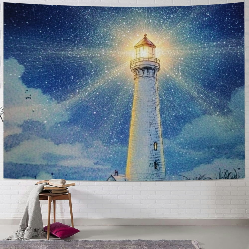 BCIIG Lighthouse Star Sky Tapestry Wall Hanging Unique Style Graphic ...
