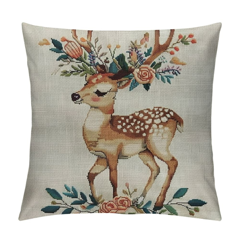 BCIIG Linen Throw Pillow Cover Cute Baby Deer Animal for Kindergarten ...