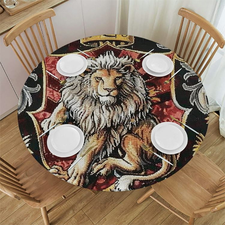 BCIIG Lion Gryffindor Round Table Cover Stain Resistant Washable Indoor ...