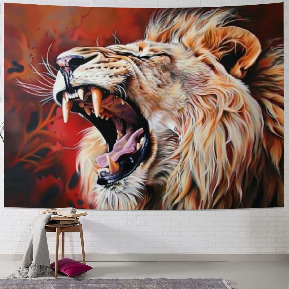 BCIIG Lion Tapestry Wall Hanging Lion Religious Scripture Decor ...