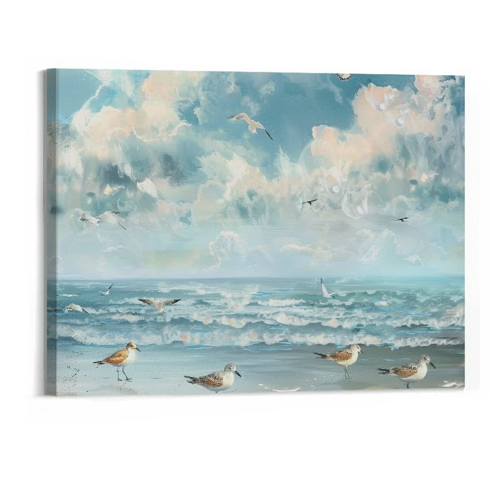 BCIIG Living Room Decor Wall Art - Abstract Beach Seagull Birds ...
