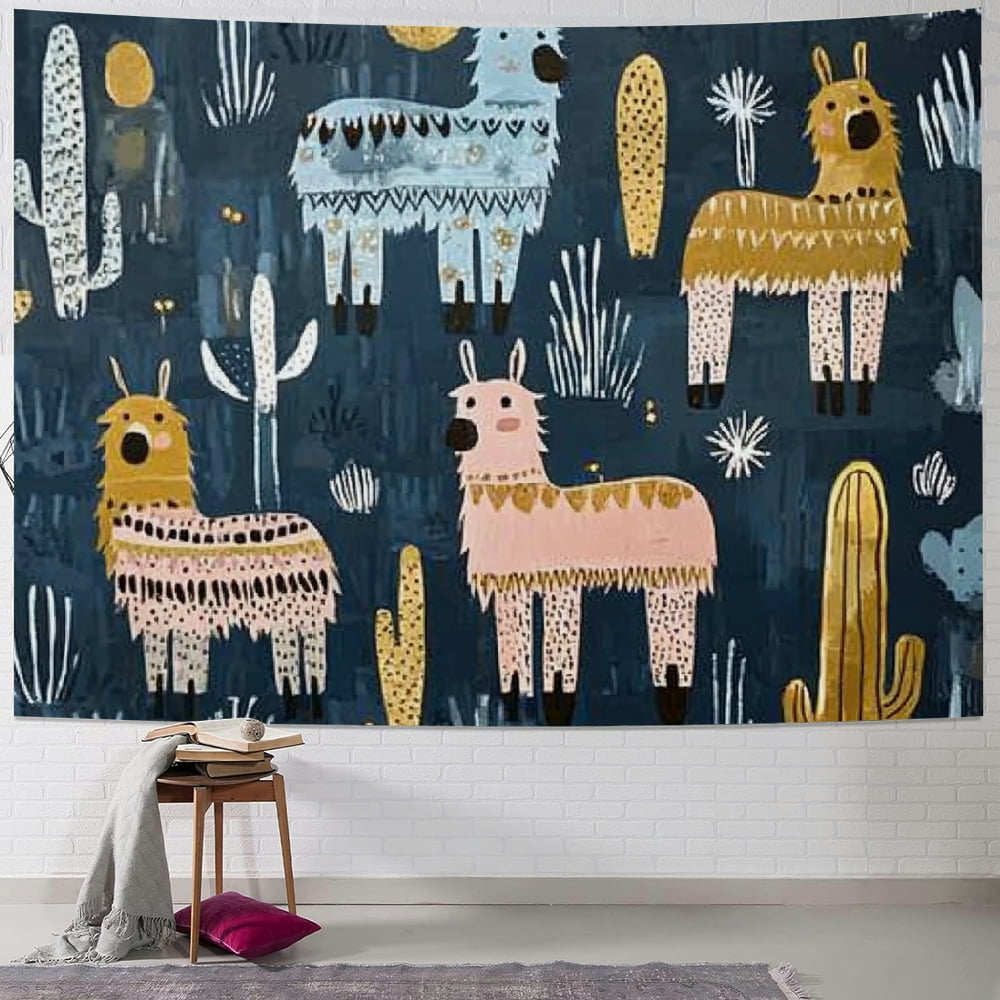 BCIIG Llamas Cactuses Cave Painting Tapestry Wall Hanging Unique Style ...