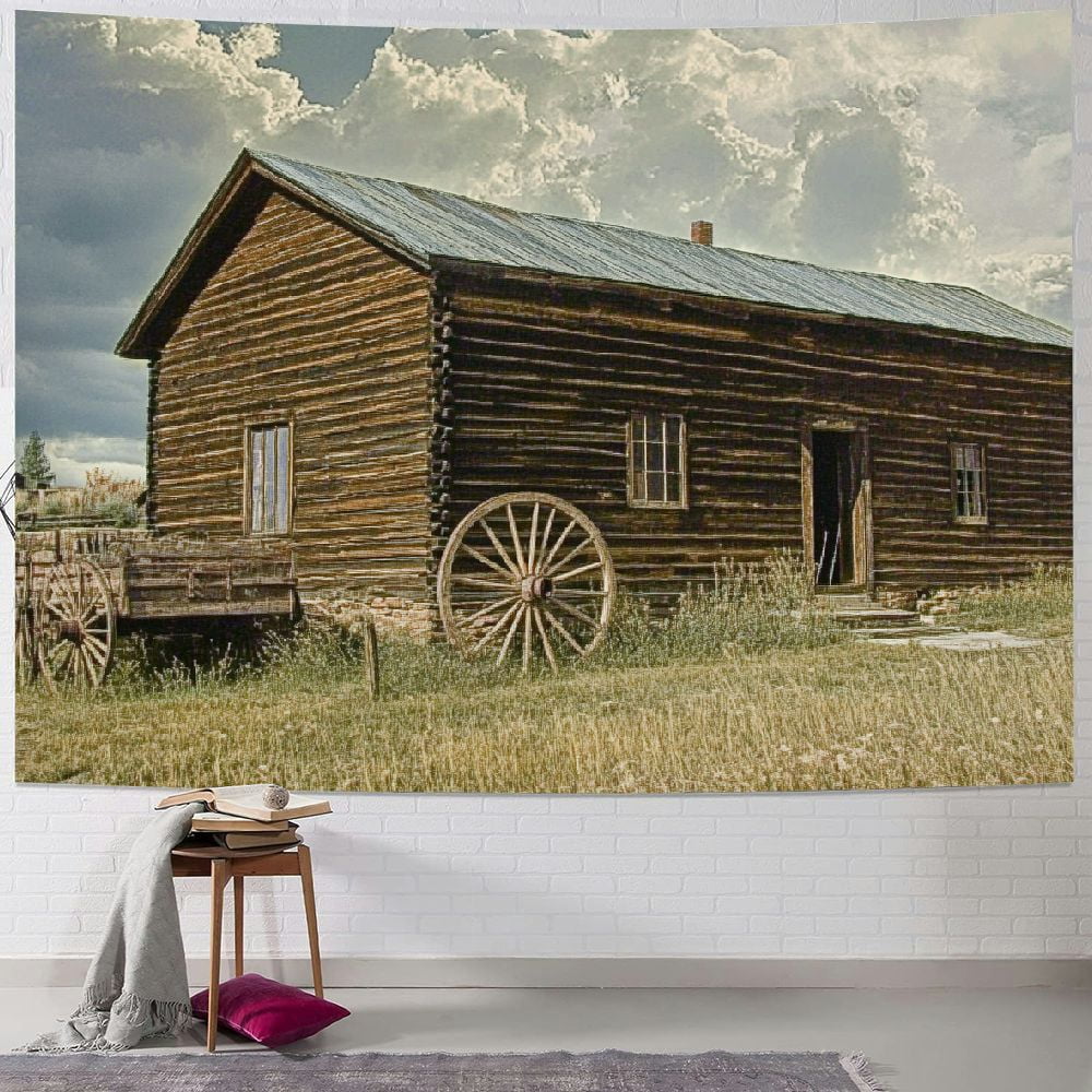 BCIIG Log Cabin Wagon Sky Tapestry Wall Hanging Unique Style for Home ...