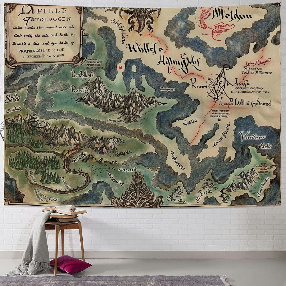 BCIIG Lonely Mountain Middle Earth Map Tapestry Prints Room Aesthetic ...
