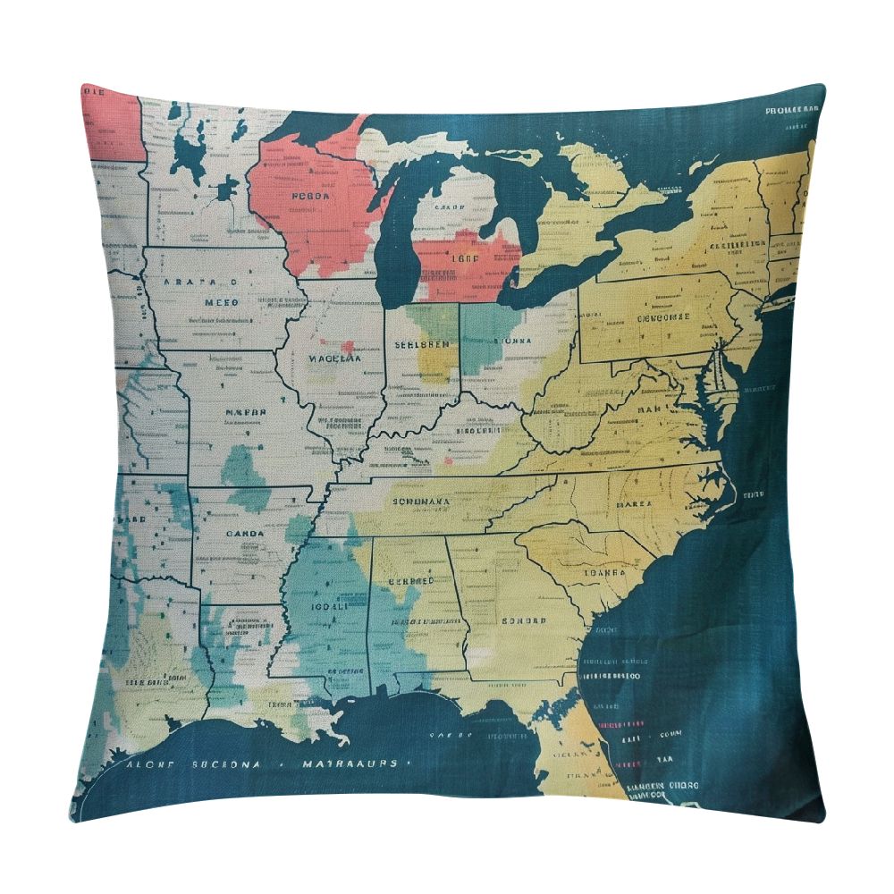 BCIIG Map with Name of Countries Throw Pillow Case United States of ...