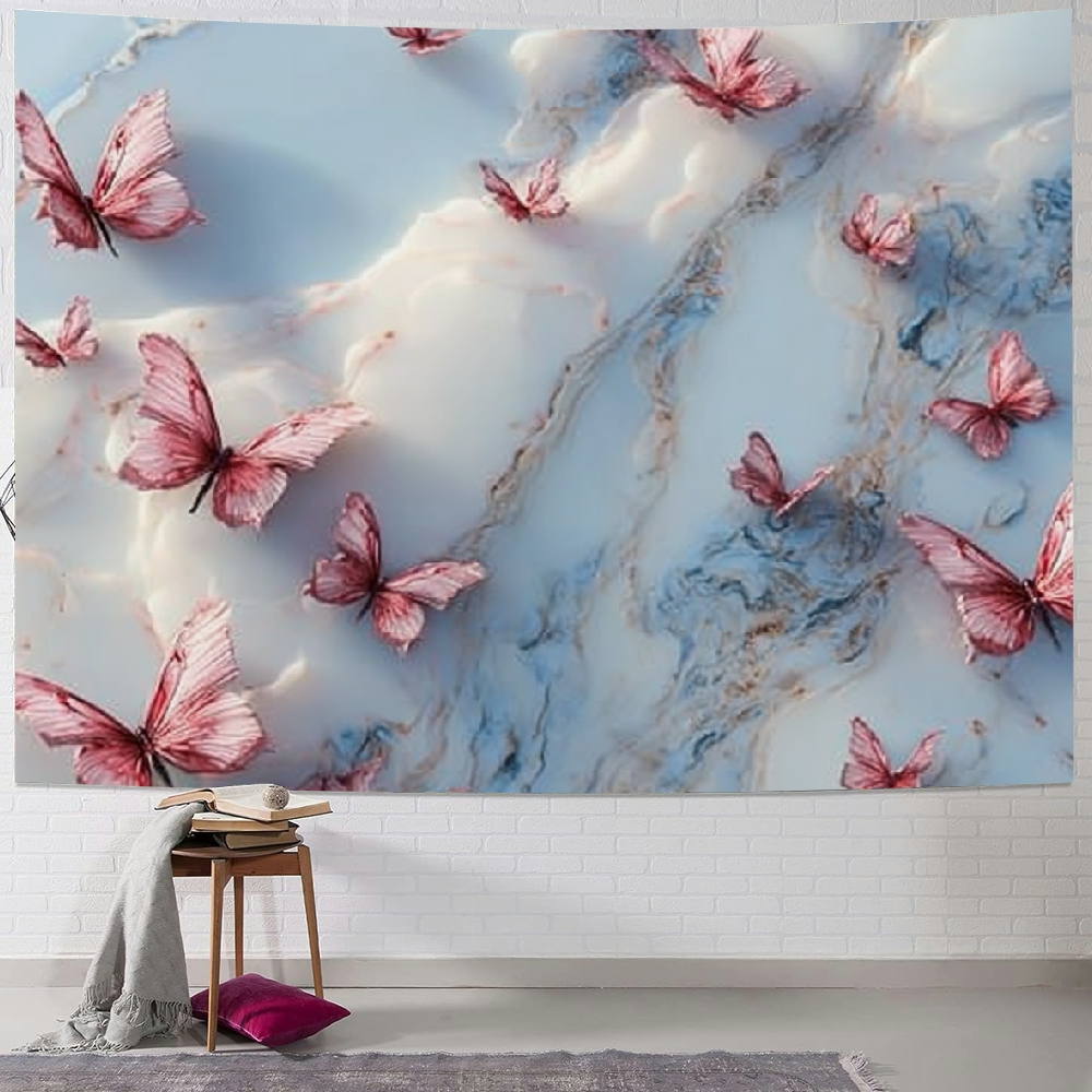BCIIG Marble Pink Butterflies Blue Sky Tapestry Wall Hanging Art ...