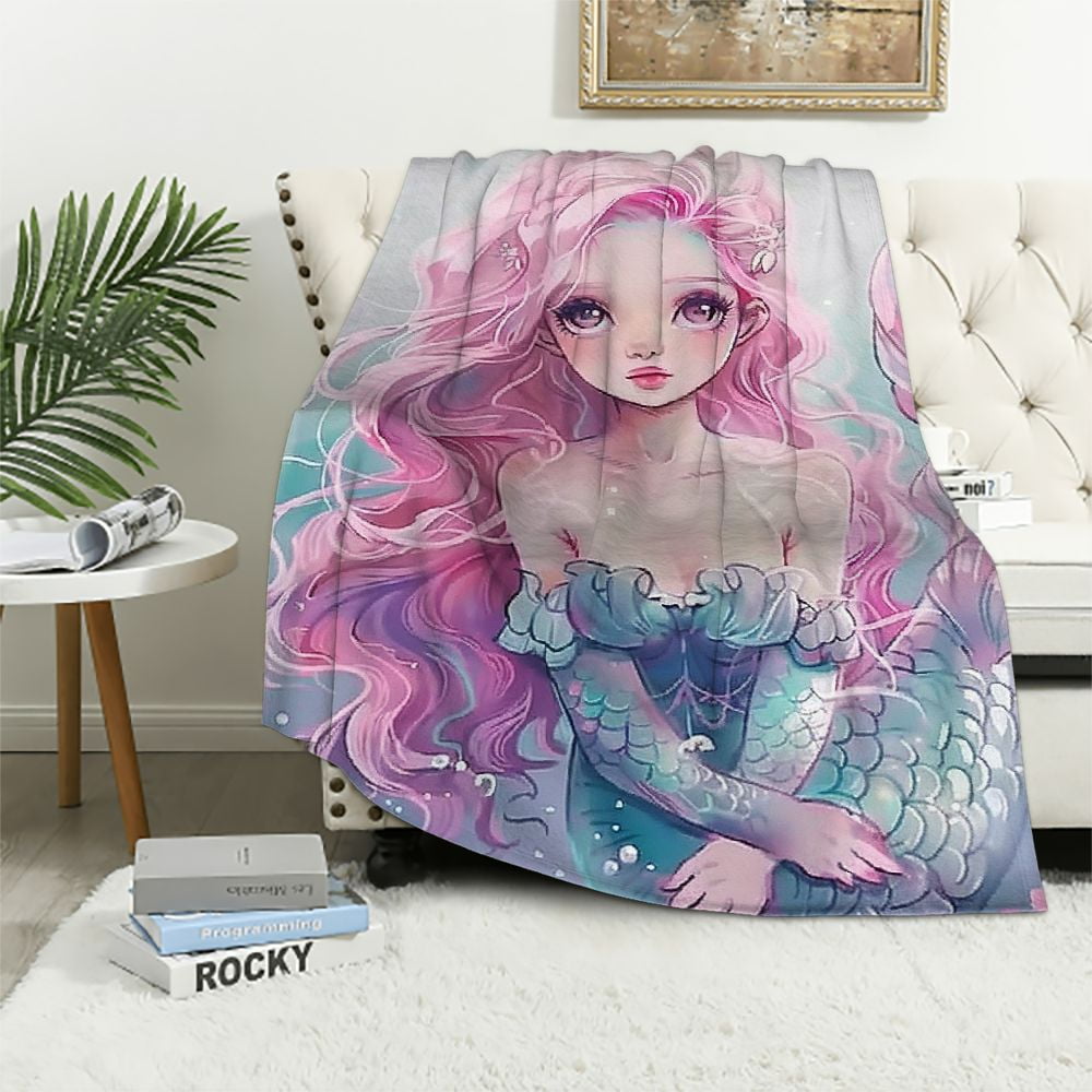 BCIIG Mermaid Princess Sherpa Blanket Undersea Fairy Tale Throw Blanket ...