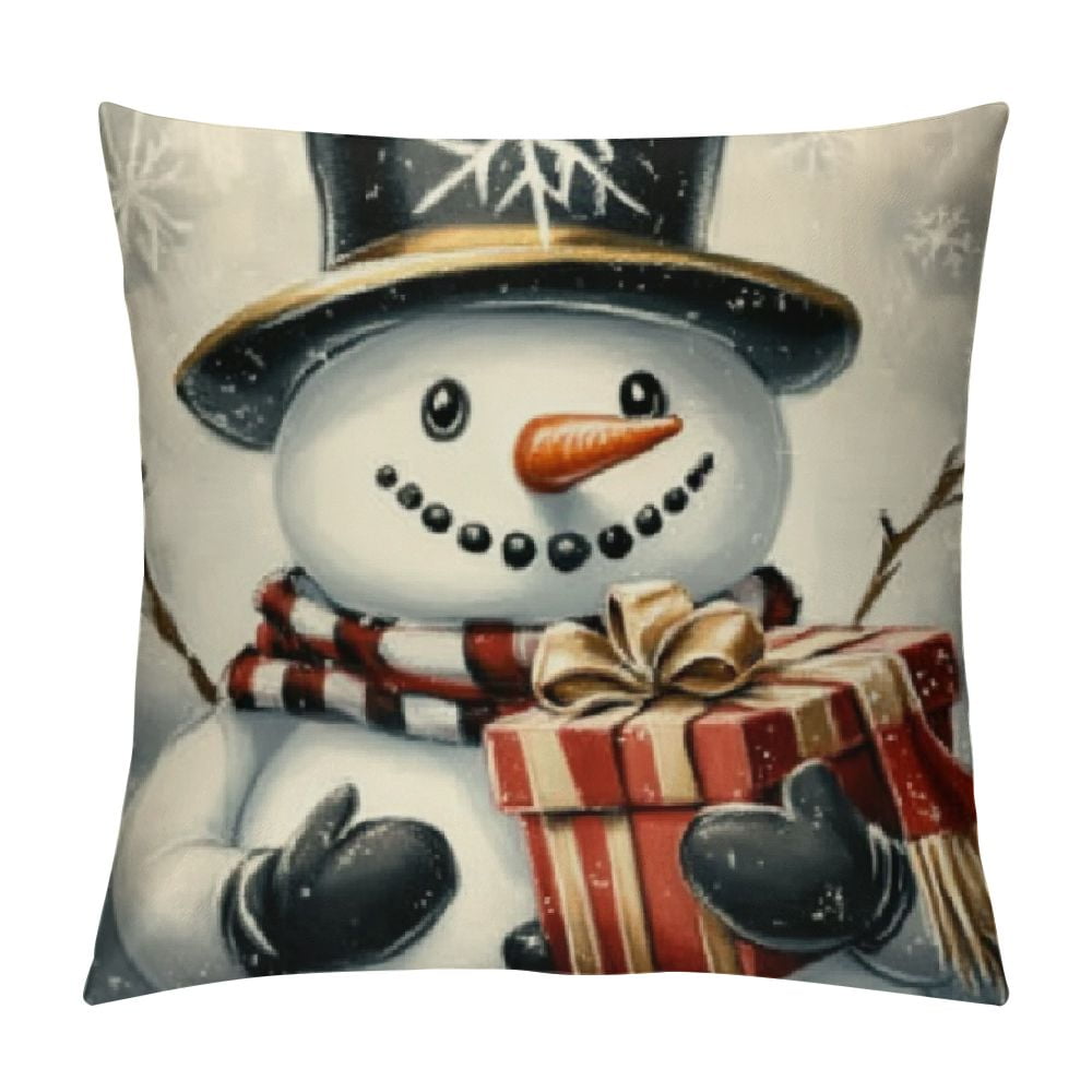 BCIIG Merry Christmas Snowman Black Gold Decorative Throw Pillow Covers ...