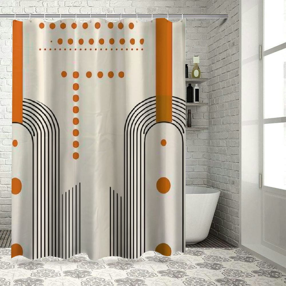 BCIIG Mid Century Shower Curtain Boho Minimalist Abstract Arch Sun Simple Lines Geometric Modern ...