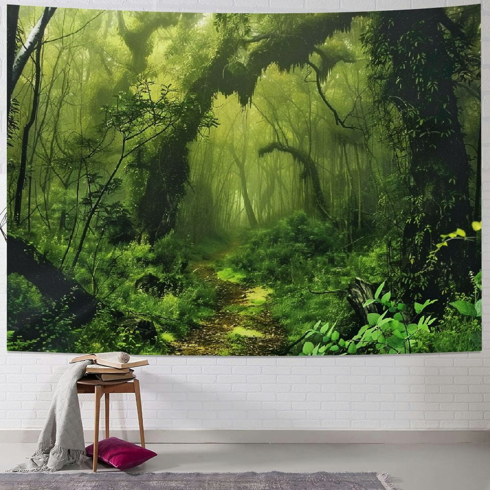 BCIIG Misty Forest Tapestry Magical Nature Green Tree Wall Tapestry ...