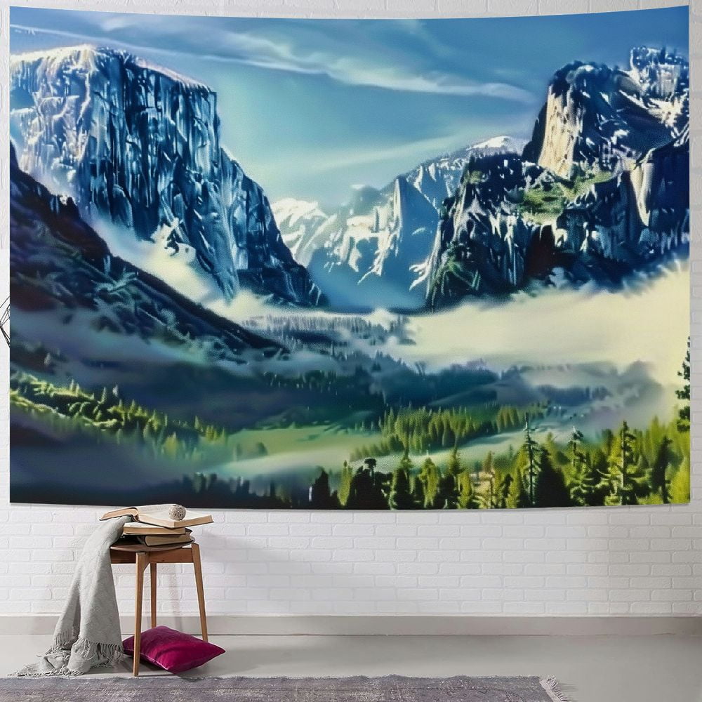 BCIIG Misty Mountain Tapestry Foggy Forest Tree Nature Landscape ...
