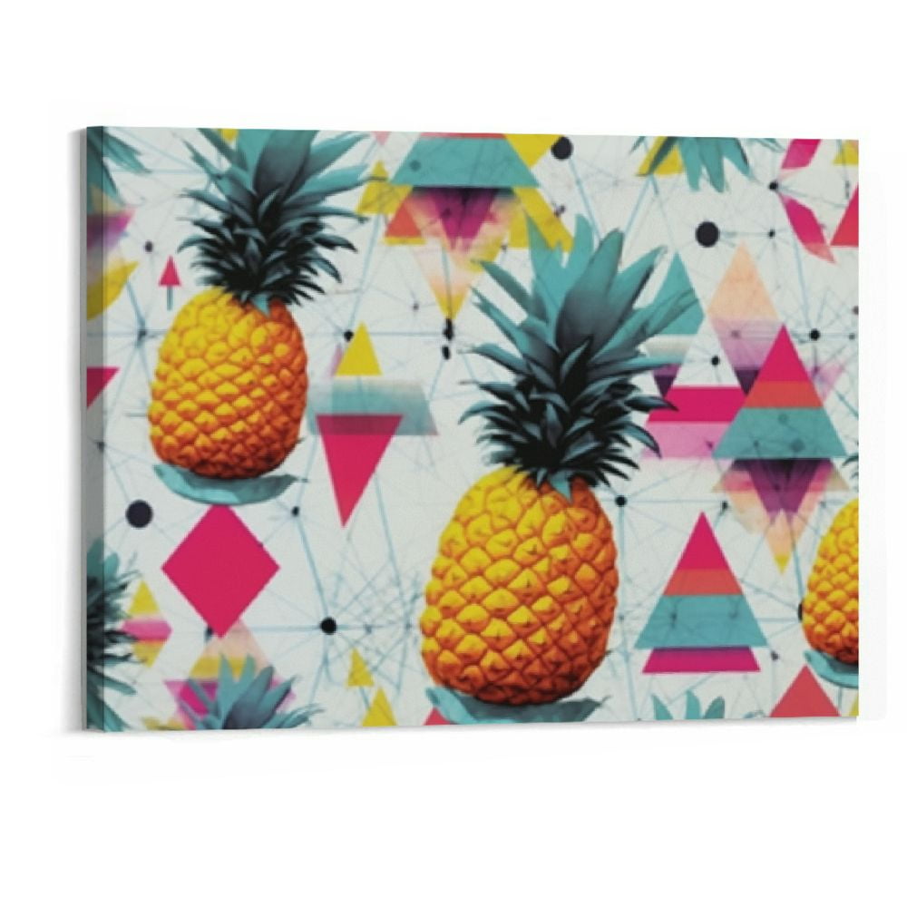 Bciig Modern Canvas Artwork Retro Geometry Tropical Fruit Pineapple