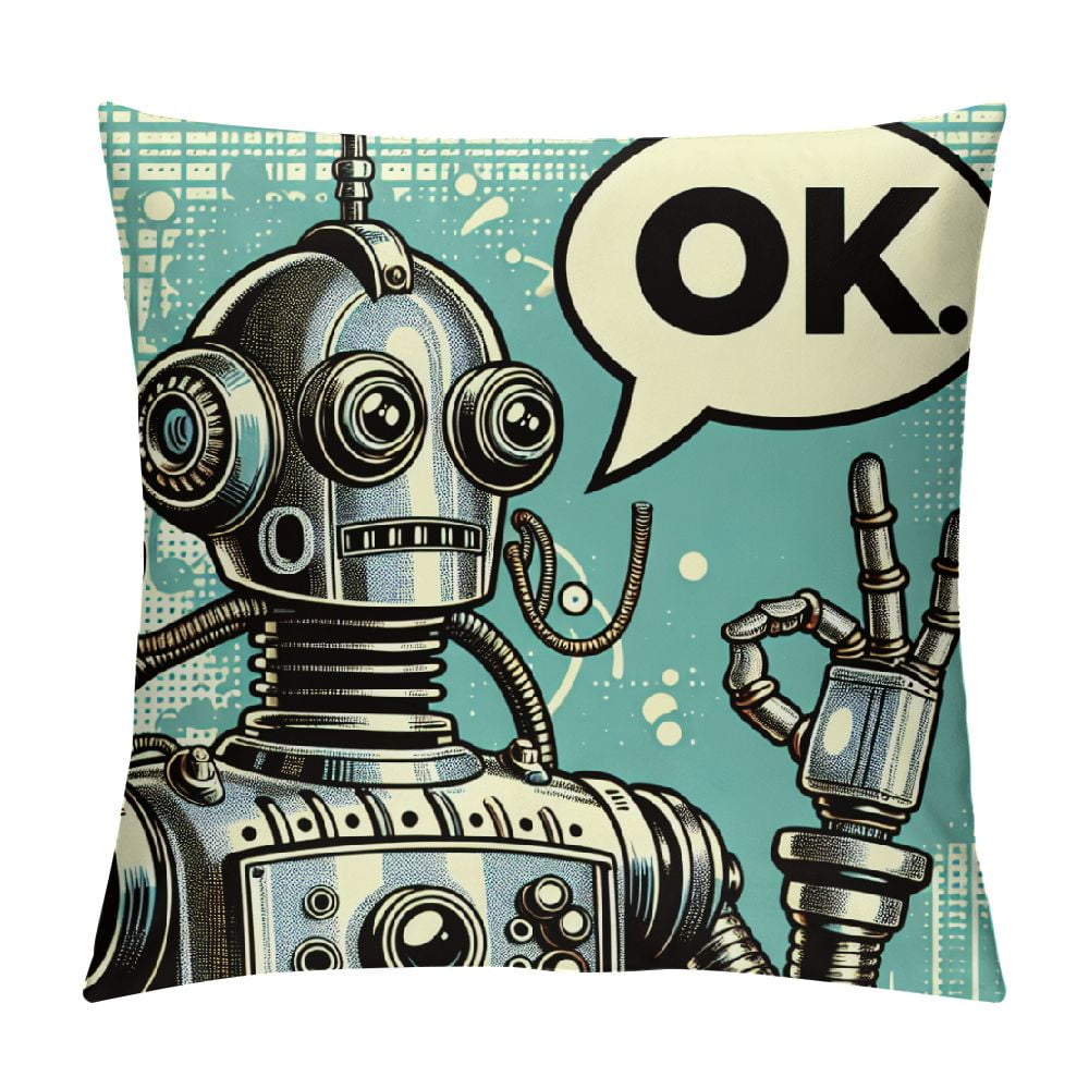 BCIIG Modern Throw Pillow Cushion Cover, Futuristic Comics Super Heros Like Robot in a Spacesuit ...
