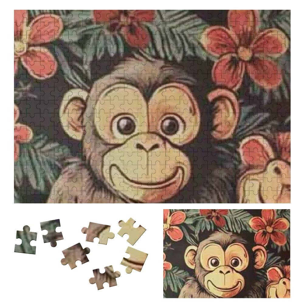 BCIIG Monkey Flowers Jungle Wooden Jigsaw Puzzle Relaxing Gift for ...