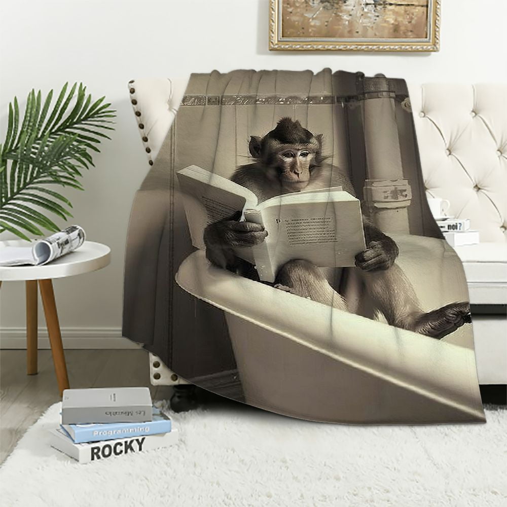 BCIIG Monkey Warm Lightweight Blanket Soft Fleece Throw Blanket Living ...