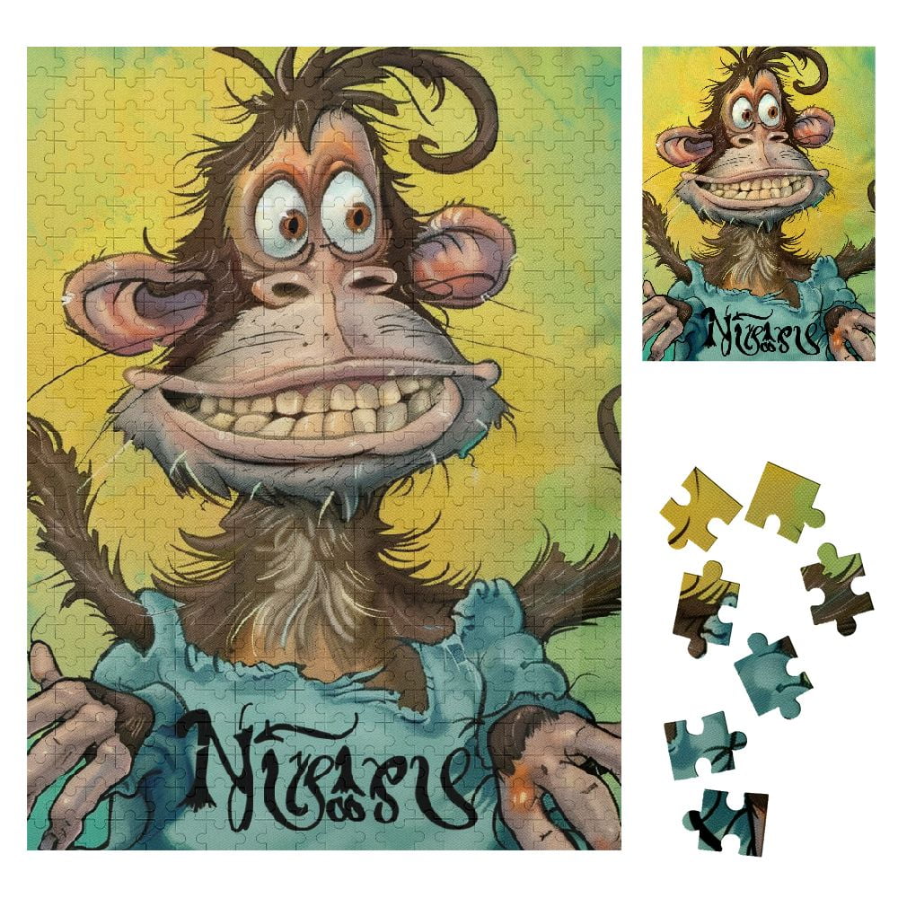 BCIIG Monkey Wooden Jigsaw Puzzle Vertical Style Fun Educational Toy ...