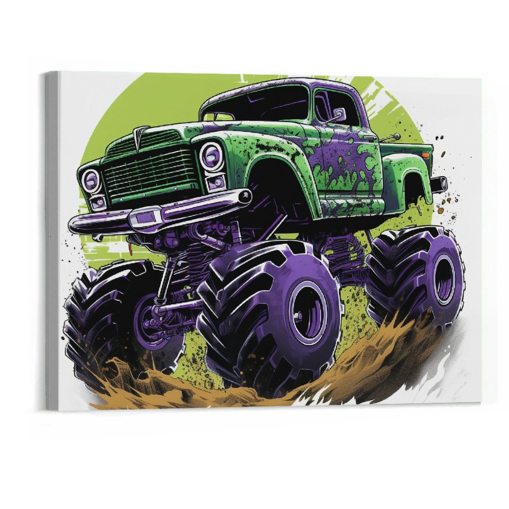 BCIIG Monster Truck Canvas Wall Art for Boys Room Decor Vintage Car ...