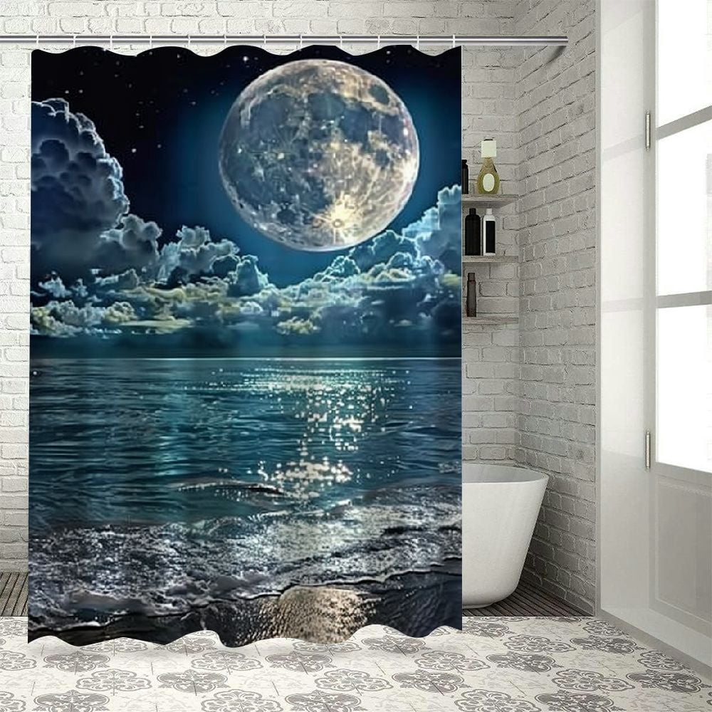 BCIIG Moon Clouds Ocean Bathroom Decor Set with Hooks, Colorful ...