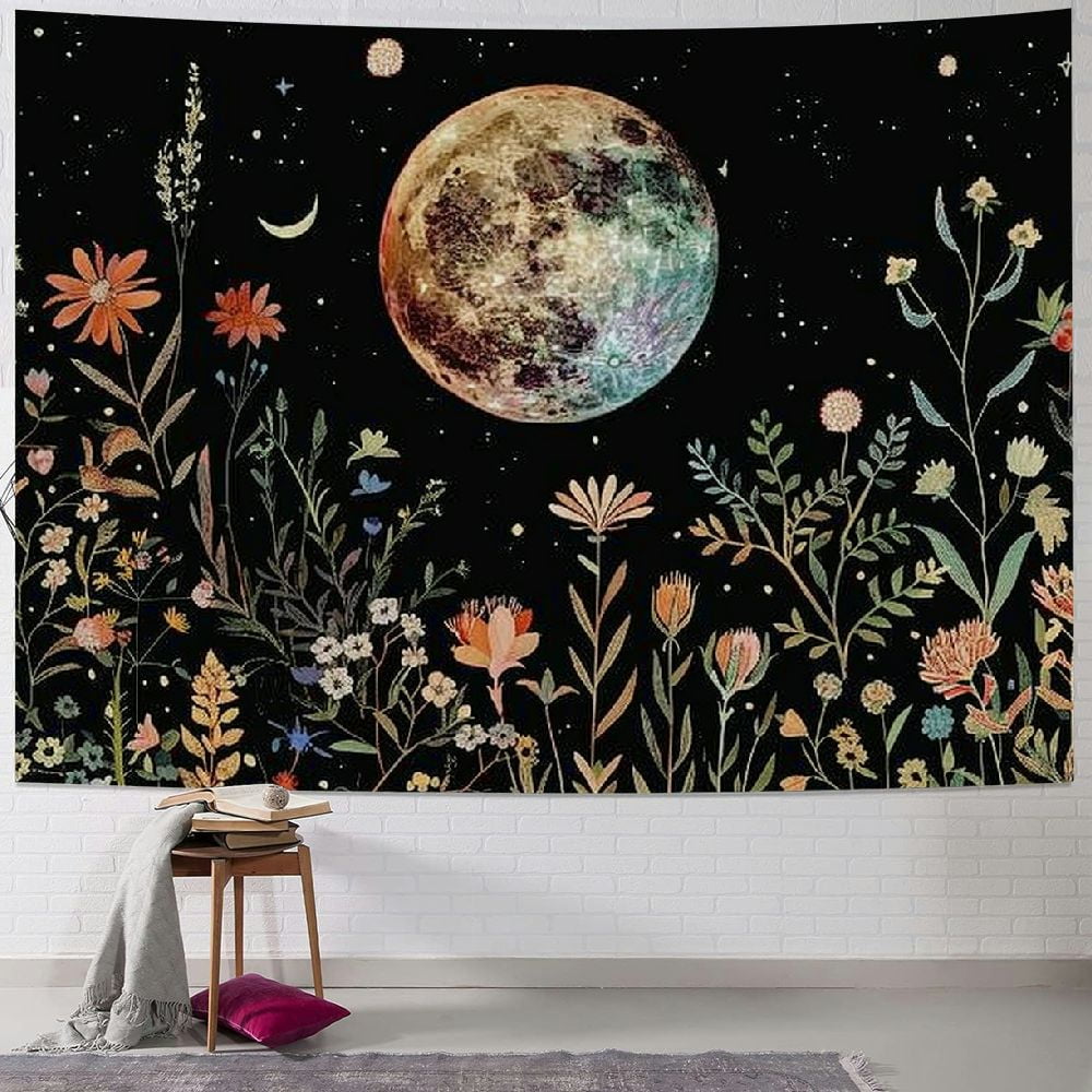 BCIIG Moon Flower Plants Tapestry Botanical Floral Tapestries Moonlit ...