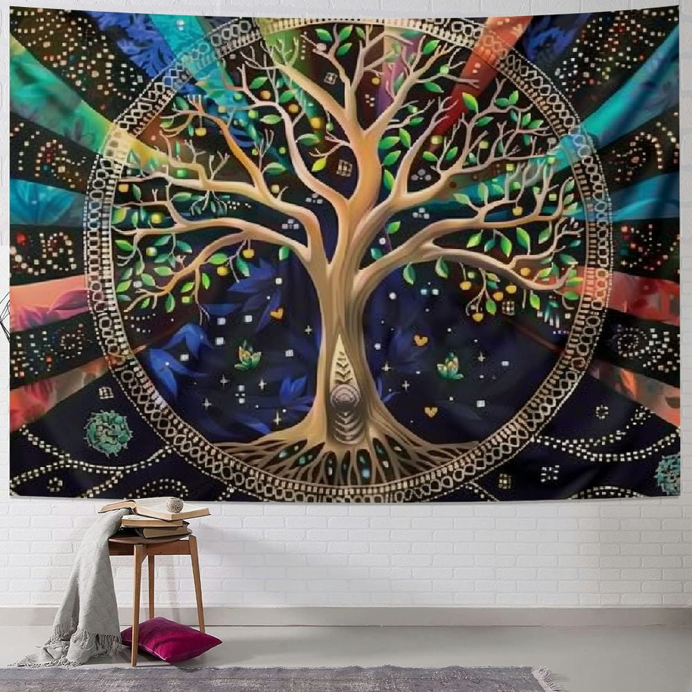 BCIIG Moon Phase Tree of Life Tapestry Nature Flower Plant Butterfly ...