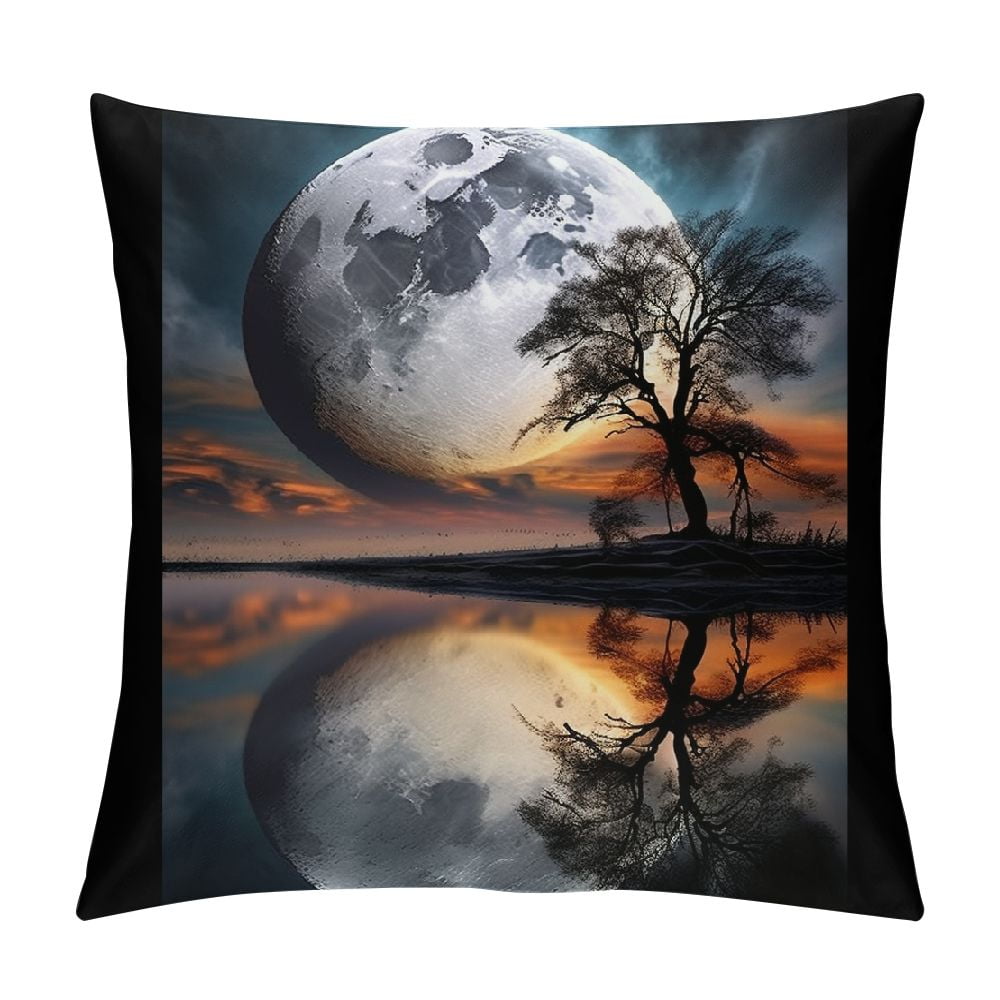 BCIIG Moon Reflection Space Art Decorative Cushion Throw Pillow Cover ...