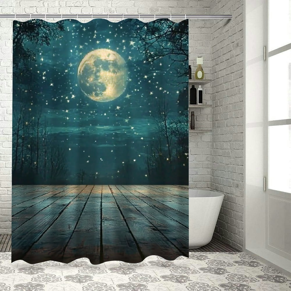 BCIIG Moon Stars Shower Curtain 100% Polyester Bathroom Decor With ...