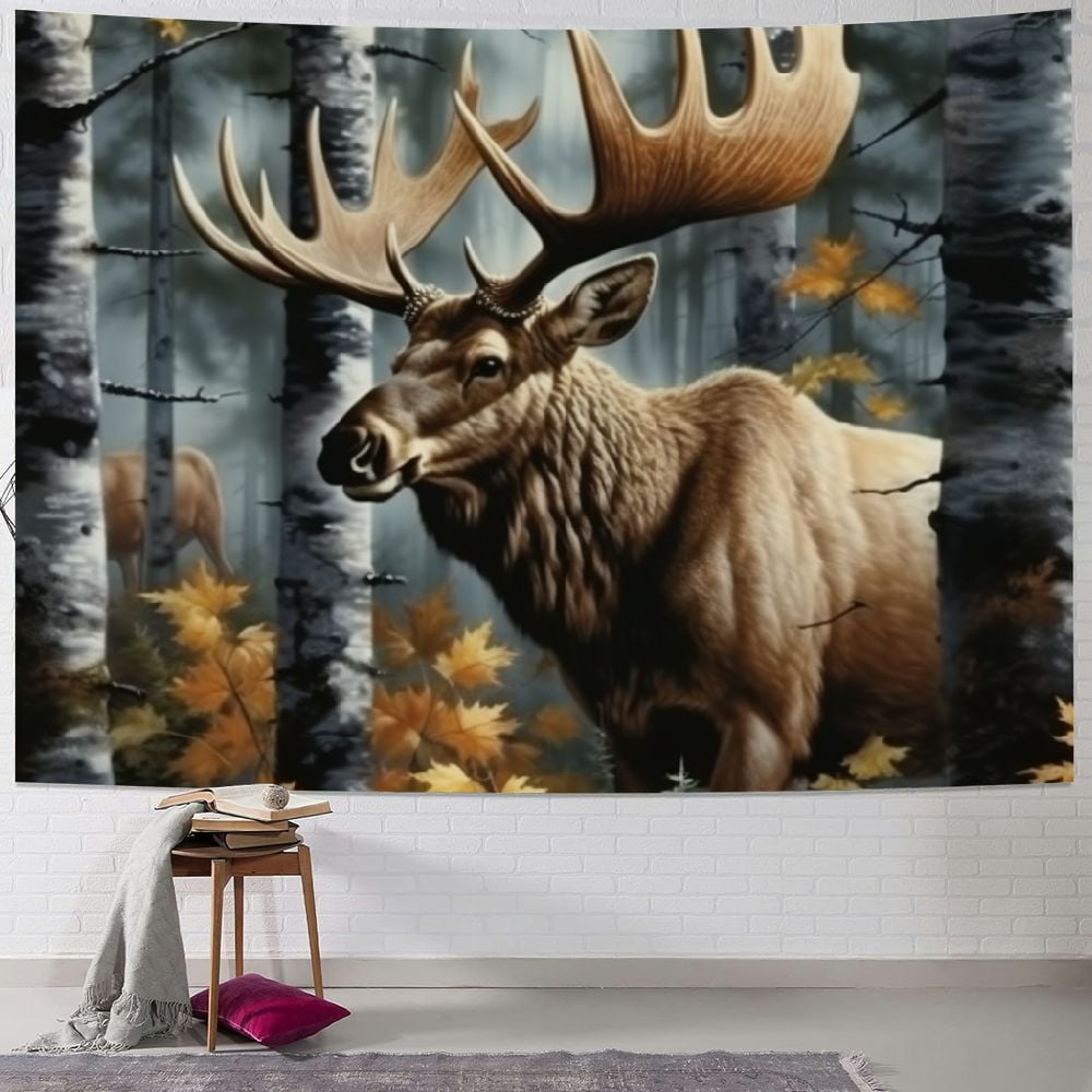 BCIIG Moose Deer Woods Tapestry Wall Hanging Unique Style Graphic ...