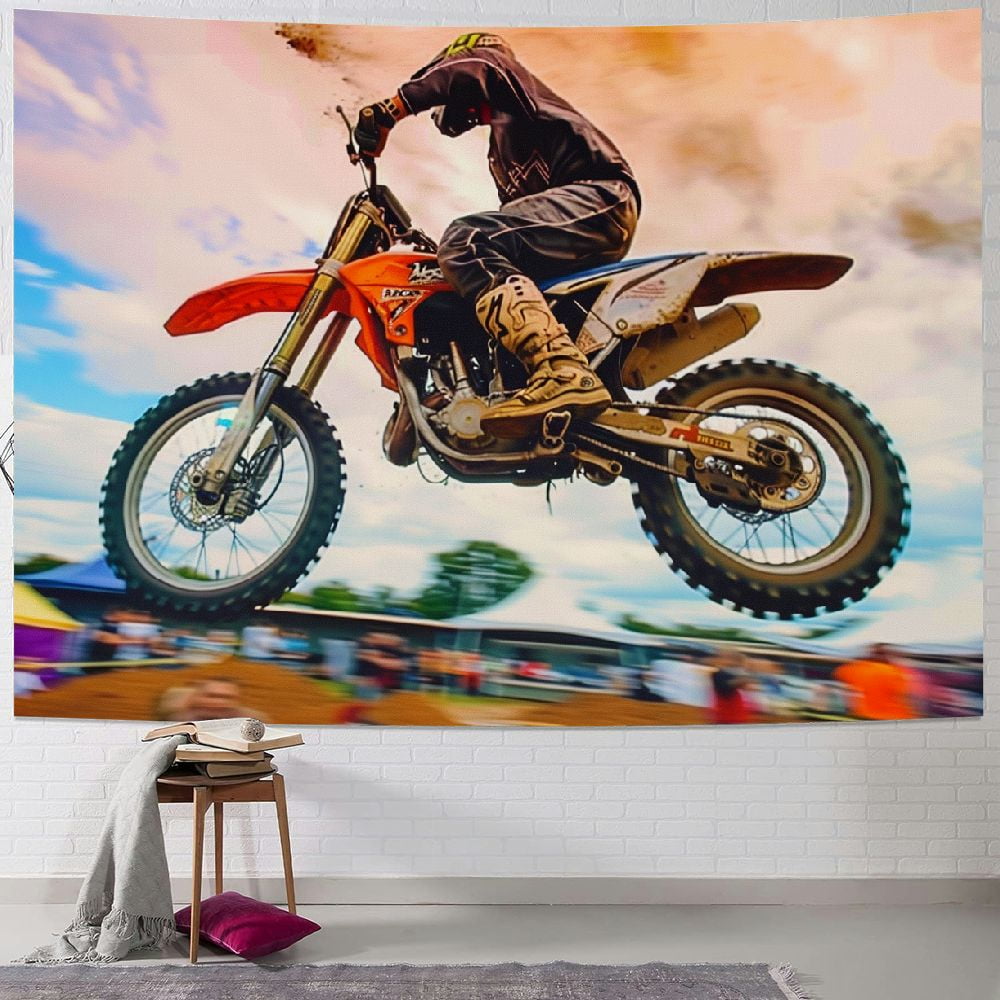 BCIIG Motocross Dirt Bike Tapestry Wall Art Wall Hanging, Motorcycle ...