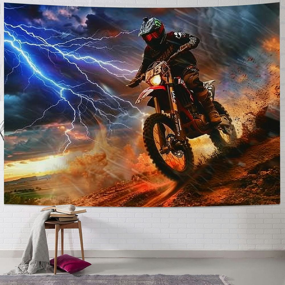 BCIIG Motorbike Tapestry Cool Motocross Rider Tapesrties Décor Living ...