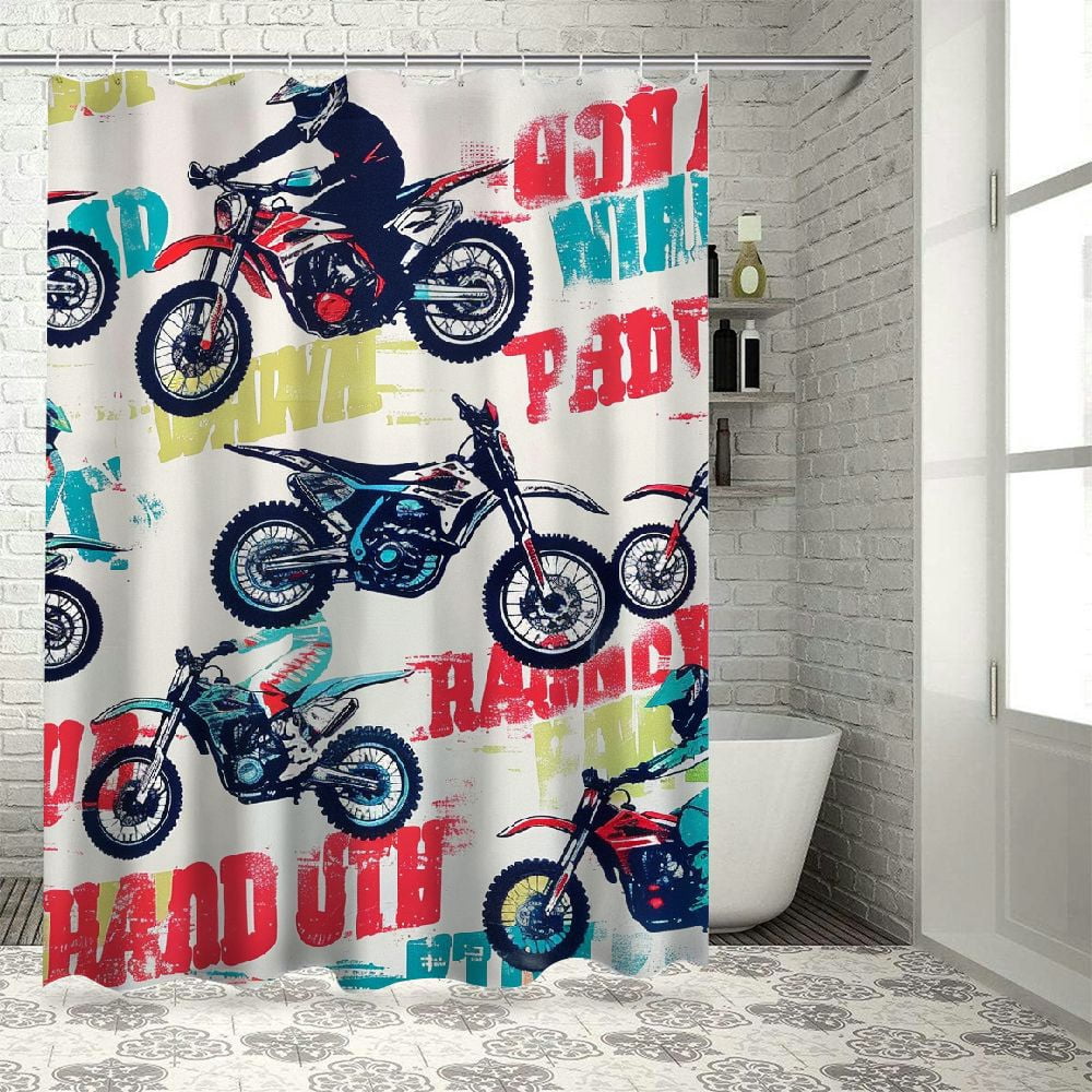 BCIIG Motorcycle Bathroom Decor Set Colorful Luxurious Graphic Print ...