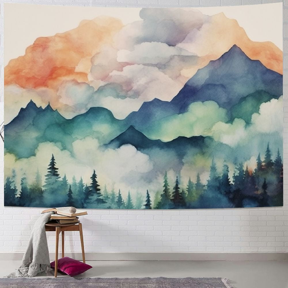 BCIIG Mountain Clouds Trees Tapestry Wall Hanging Unique Style Graphic ...