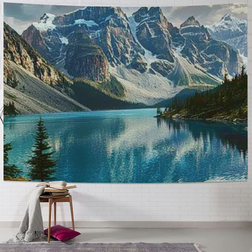 BCIIG Mountain Lake Clouds Tapestry Wall Hanging Unique Style Graphic ...
