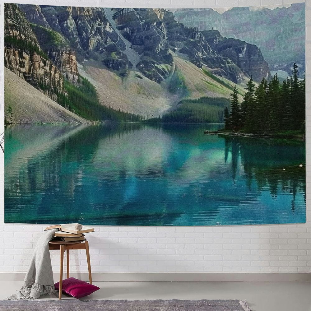 BCIIG Mountain Lake Forest Tapestry Wall Hanging Unique Style Graphic ...