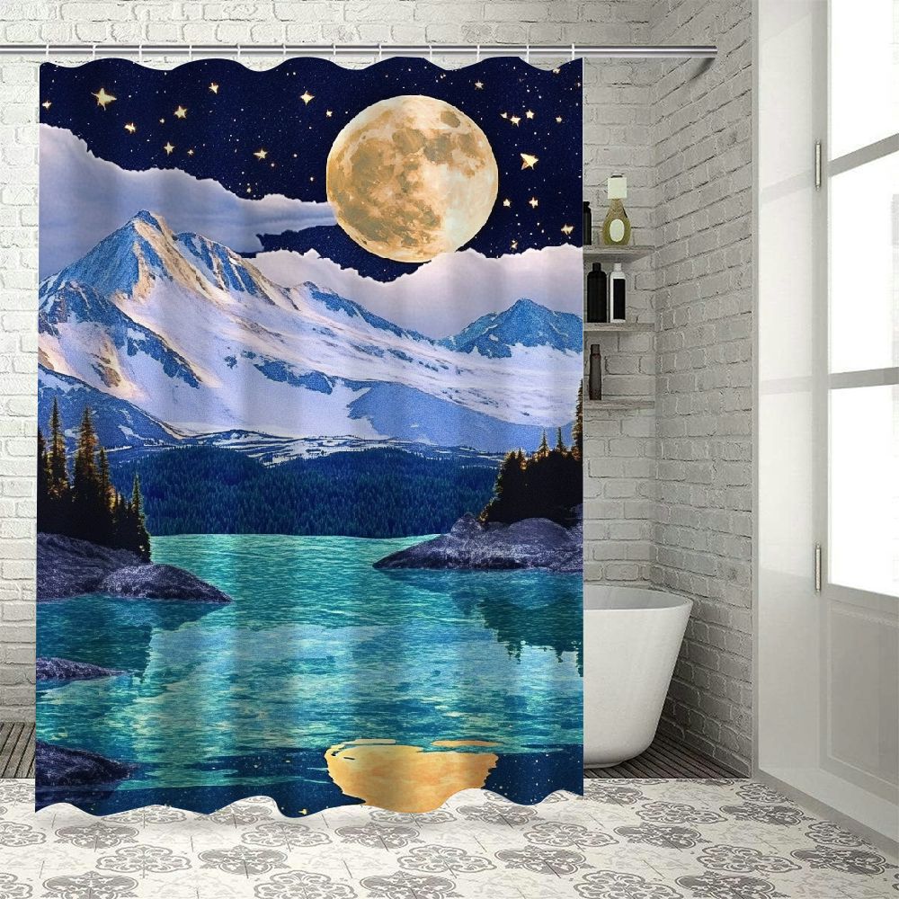 BCIIG Mountain Lake Full Moon Mountain Range Bathroom Decoration Set ...