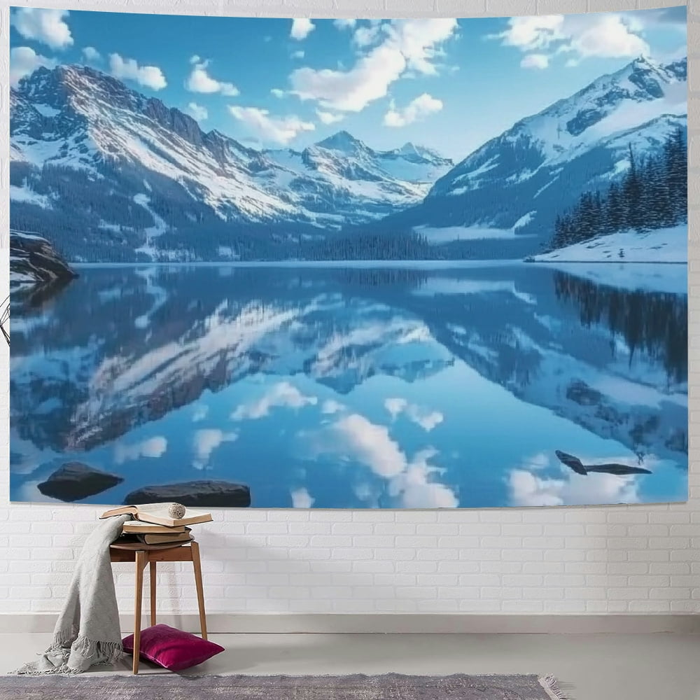 BCIIG Mountain Lake Snow Reflection Tapestry Wall Hanging Unique Style ...
