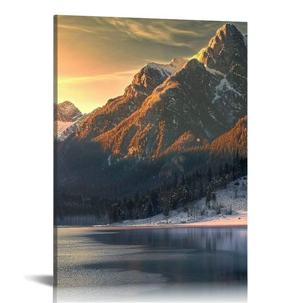 BCIIG Mountain Lake Sun Fine Art Aesthetic Canvas Wall Painting for ...
