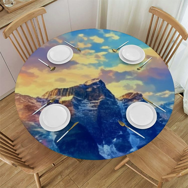BCIIG Mountain Range Sunset Clouds Round Tablecloth 100% Polyester ...