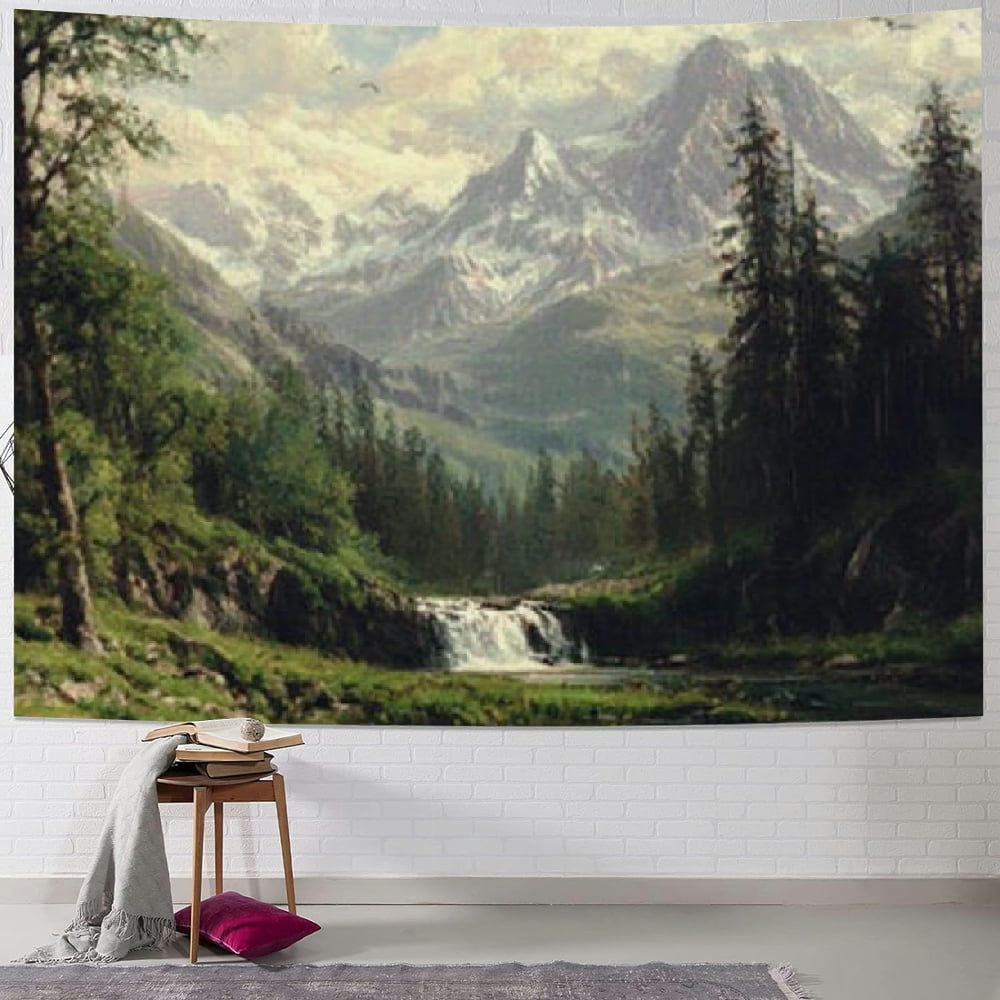 BCIIG Mountain Stream Trees Tapestry Wall Hanging Unique Style for Home ...