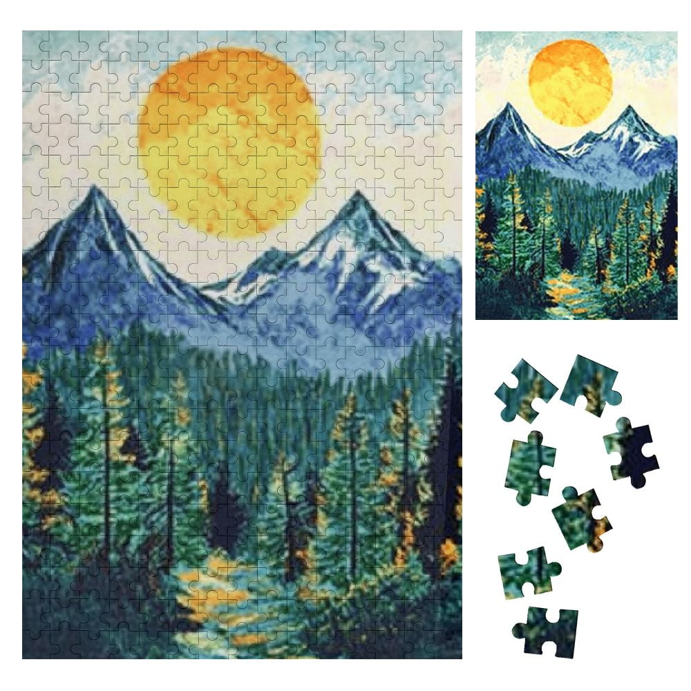 BCIIG Mountain Sun Trees Wooden Jigsaw Puzzle Vertical Style Gift for ...