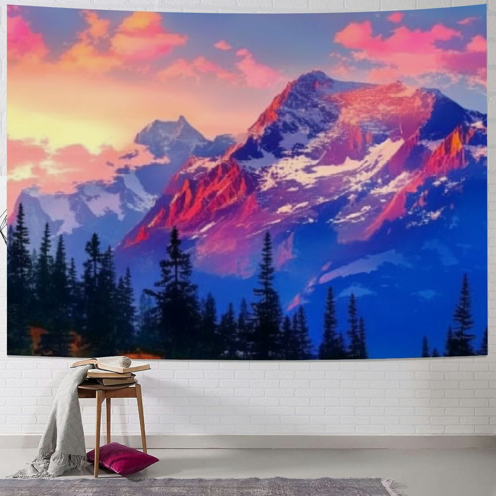 BCIIG Mountain Tapestry Sunset Tapestry Forest Tree Nature Landscape ...